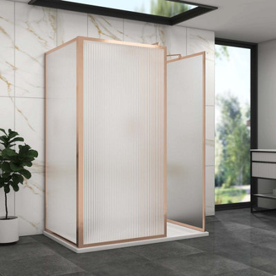 Luxor 3 Sided Walk In Wet Room Fluted Shower Enclosure with 1200 x ...