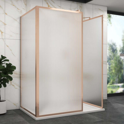 Luxor 3 Sided Walk In Wet Room Fluted Shower Enclosure with 1400 x ...