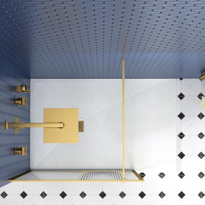 Luxor 900mm Walk in Wet Room Fluted Shower Enclosure Screen Panel with ...