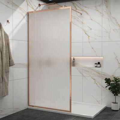 Luxor 900mm Walk in Wet Room Fluted Shower Enclosure Screen with ...
