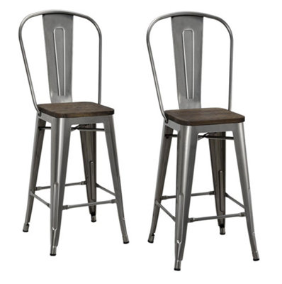 Luxor Counter Stool in Gun Metal, 2 pieces