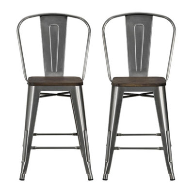 Luxor Counter Stool in Gun Metal, 2 pieces