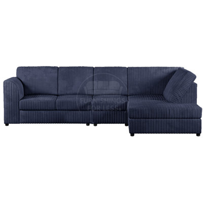 Luxor Navy Blue Jumbo Cord Large 5 Seater Corner Sofa Long Right Hand ...