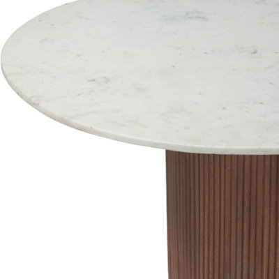 Luxor Oval Natural White Marble Top Dining table with Wooden Legs 6 to ...