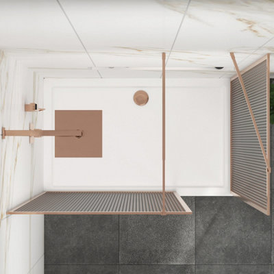 LUXOR WALK IN WET ROOM FLUTED SHOWER ENCLOSURE WITH 1400 X 700MM STONE ...