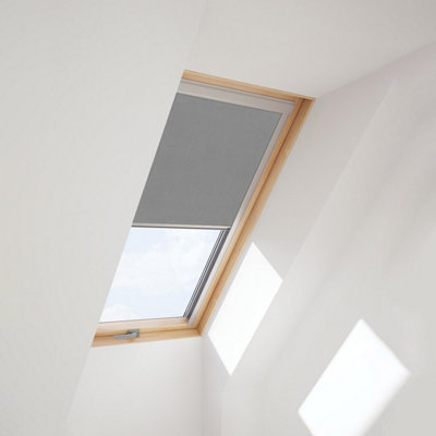 LUXTRA (DHR) GREY BLACKOUT ROLLER BLIND FOR VELUX ROOF WINDOW MK04 WITH ...