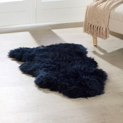 Luxurious Blue Sheepskin Rug XXL | DIY at B&Q