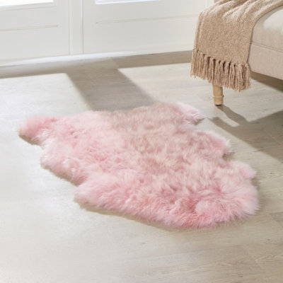 Luxurious Blush Blush Pink Sheepskin Rug XXL