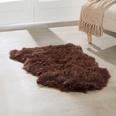 Luxurious Brown Sheepskin Rug XXL | DIY at B&Q