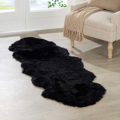 Luxurious Double Black Sheepskin Rug