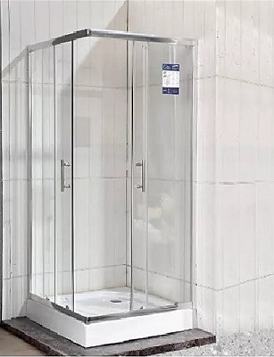 Luxury 760mm Chrome Corner Shower Enclosure with Sliding Door, Stone ...