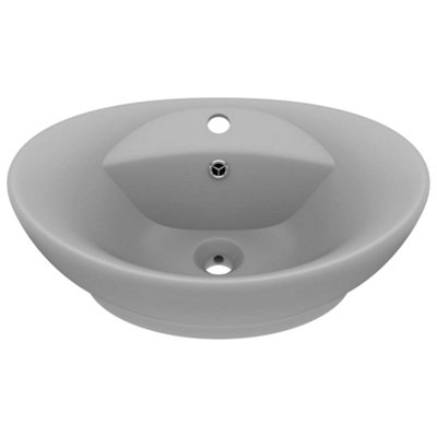 Luxury Basin Overflow Oval Matt Light Grey 58.5x39 cm Ceramic
