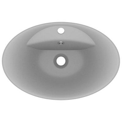 Luxury Basin Overflow Oval Matt Light Grey 58.5x39 cm Ceramic