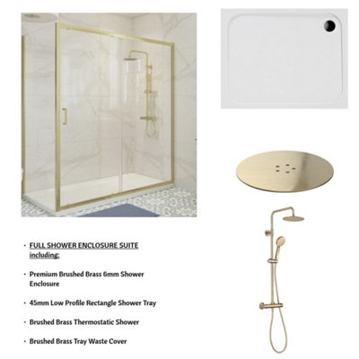 Luxury Bathrooms Premium 1200x900mm Brushed Brass Shower Enclosure ...