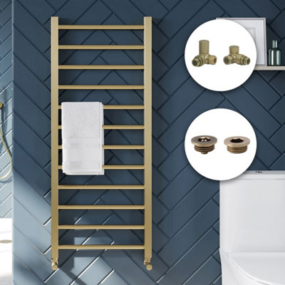 Luxury Brushed Brass Dual Fuel Heated Towel Rail Radiator 500x1600mm ...