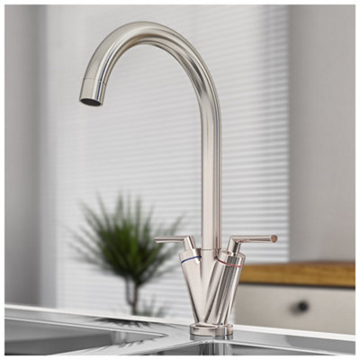 Luxury Brushed Nickel Two Handle Kitchen Sink Mixer