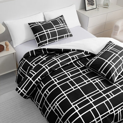 Luxury Double Brushed Microfiber Reversible Duvet Cover Set with Zipper ...