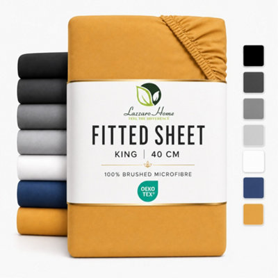 Luxury Double Fitted Sheet Extra Deep 40cm Pocket Premium Brushed ...