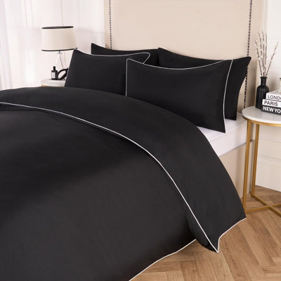 Luxury Duvet Cover Set Piped Edge Soft Quilt Pillowcase Bedding, King