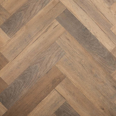 Luxury Flooring Bergen Herringbone Oak Brown Wood Effect Luxury Vinyl ...