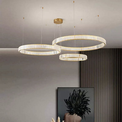 Luxury Gold Crystal Chandelier Modern LED Round Ceiling Light for ...