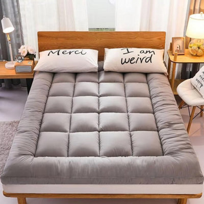 Luxury Grey Mattress Topper 10cm Deep - Single Bed - Hypoallergenic ...