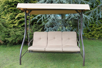 LUXURY HEAVY DUTY GARDEN 3 SEATER SWING SEAT HAMMOCK BED COMPLETE WITH ...