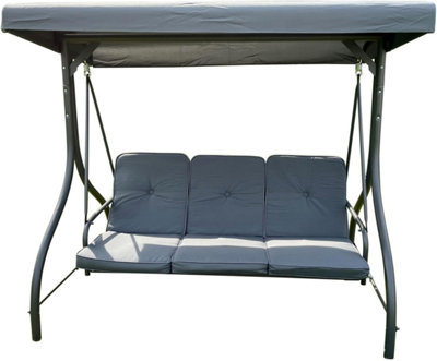 Luxury Heavy Duty Grey Garden 3 Seater Swing Seat Hammock Bed Complete ...