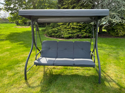 Luxury Heavy Duty Grey Garden 3 Seater Swing Seat Hammock Bed Complete ...