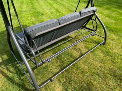 Luxury Heavy Duty Grey Garden 3 Seater Swing Seat Hammock Bed Complete ...