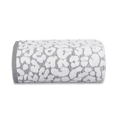 Luxury Jacquard Leopard Bath Towel - Monochrome
