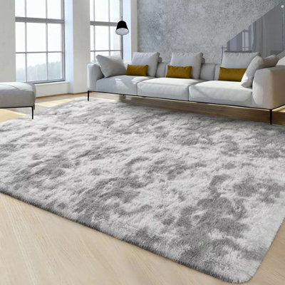 Luxury Living Room Master Bedroom Anti Slip Soft Shaggy Fluffy Rugs Tye ...