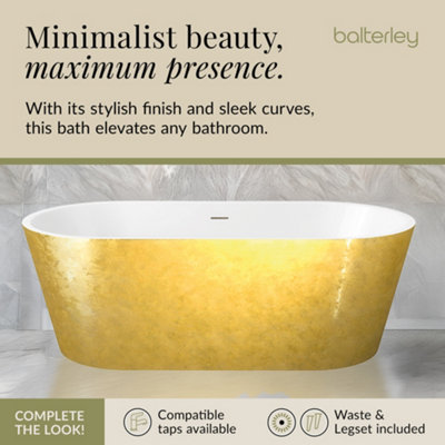 Luxury Modern Freestanding Oval Bath - Gold Finish - 1695 x 795mm