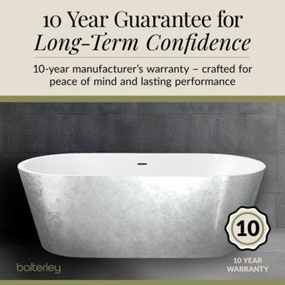 Luxury Modern Freestanding Oval Bath - Silver Finish - 1800 x 820mm