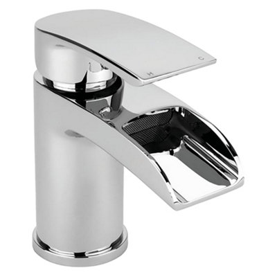 Luxury Modern Waterfall Mono Basin Mixer - Chrome | DIY at B&Q