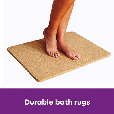 Luxury Natural Cork Bath Mat Anti-Slip Bamboo Wooden Bathroom Floor 62 ...