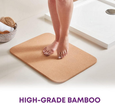 Luxury Natural Cork Bath Mat Anti-Slip Bamboo Wooden Bathroom Floor 62 ...