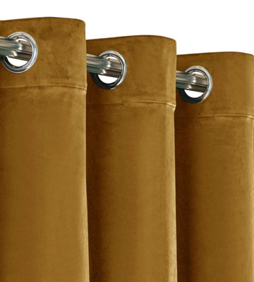 Luxury Ochre Velvet Door Curtain Soft Touch Single Panel Curtain With ...