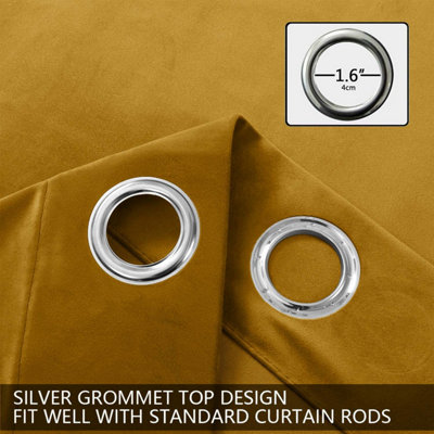 Luxury Ochre Velvet Door Curtain Soft Touch Single Panel Curtain With ...