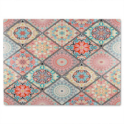 Luxury Oriental Tile Glass Chopping Board