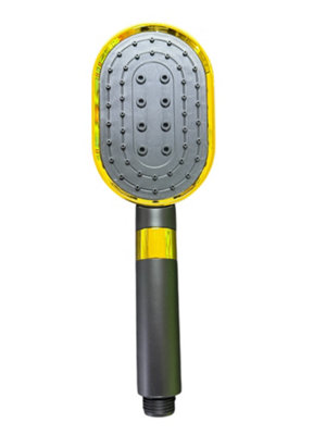 Luxury Oval Handheld Shower Head, Black & Gold Finish