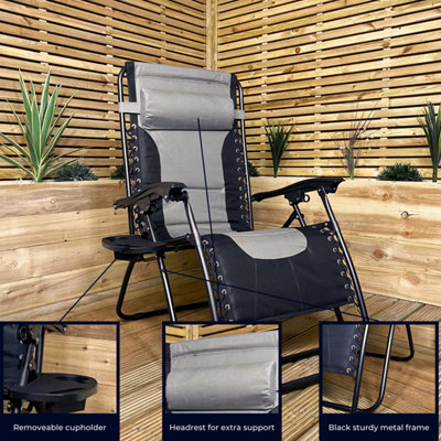 Luxury Padded Multi Position Zero Gravity Garden Relaxer Chair Lounger ...
