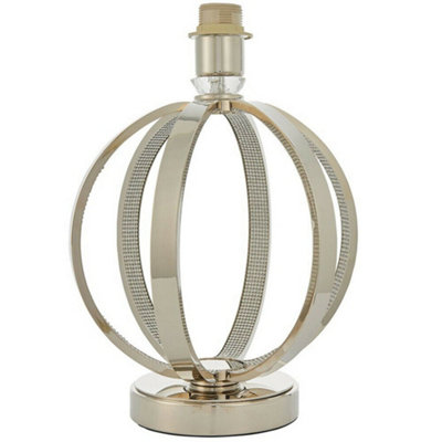Luxury Round Lamp Base Bright Nickel & Blingy Shade Bedside Desk ...