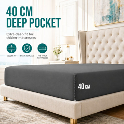 Luxury Single Fitted Sheet Extra Deep 40cm Pocket Premium Brushed ...
