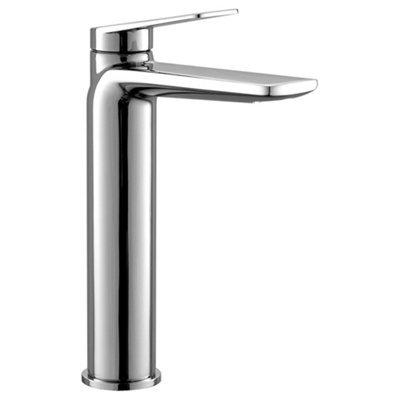 Luxury Sleek Modern Tall High Rise Mono Basin Mixer - Chrome | DIY at B&Q
