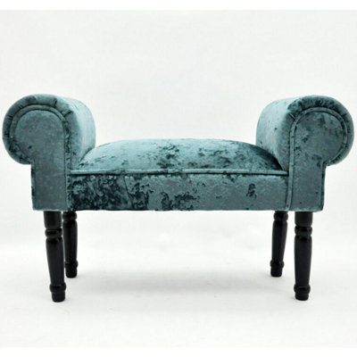 Luxury Small Window Seat Bench - Velvet - L30 x W86 x H52 cm - Blue