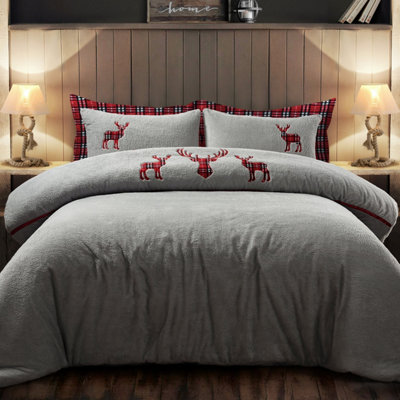 Luxury Teddy Fleece Duvet Cover Set, Button Enclosure, Cosy Winter Bed ...
