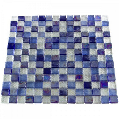 Luxury Textured Blue Sky Clear Mix Iridescent Glass Mosaic Wall Tiles ...