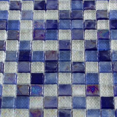 Luxury Textured Blue Sky Clear Mix Iridescent Glass Mosaic Wall Tiles ...