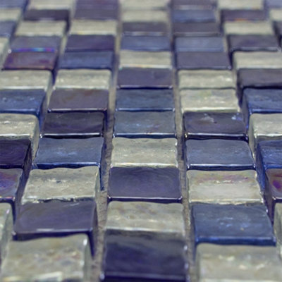 Luxury Textured Blue Sky Clear Mix Iridescent Glass Mosaic Wall Tiles ...